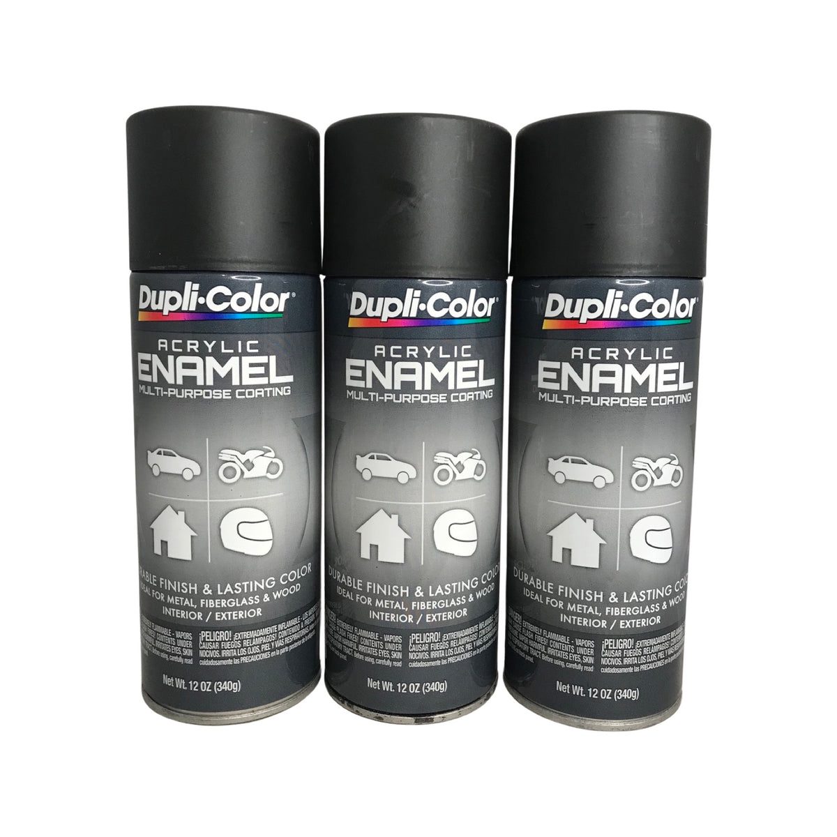 Dupli-Color DA1603 - 3 Pack Semi-Gloss Black Multi-Purpose Acrylic Ena ...