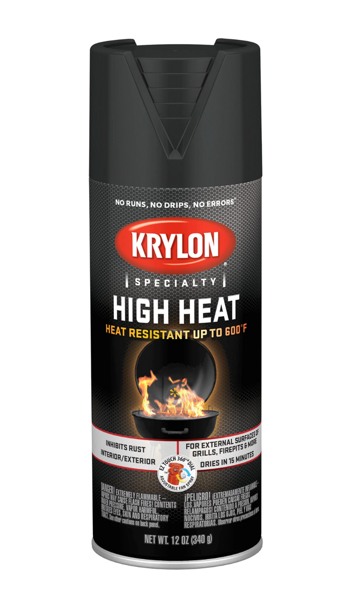 Krylon 1618 Black High Heat - Satin Finish - 12 oz – Heintz Sales