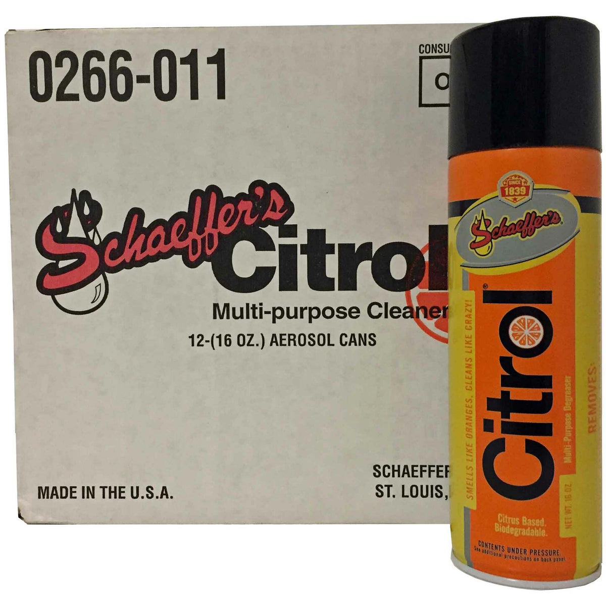 Schaeffer's Citrol 266 case- 12- 16oz Aerosol Multi-purpose Degreaser ...