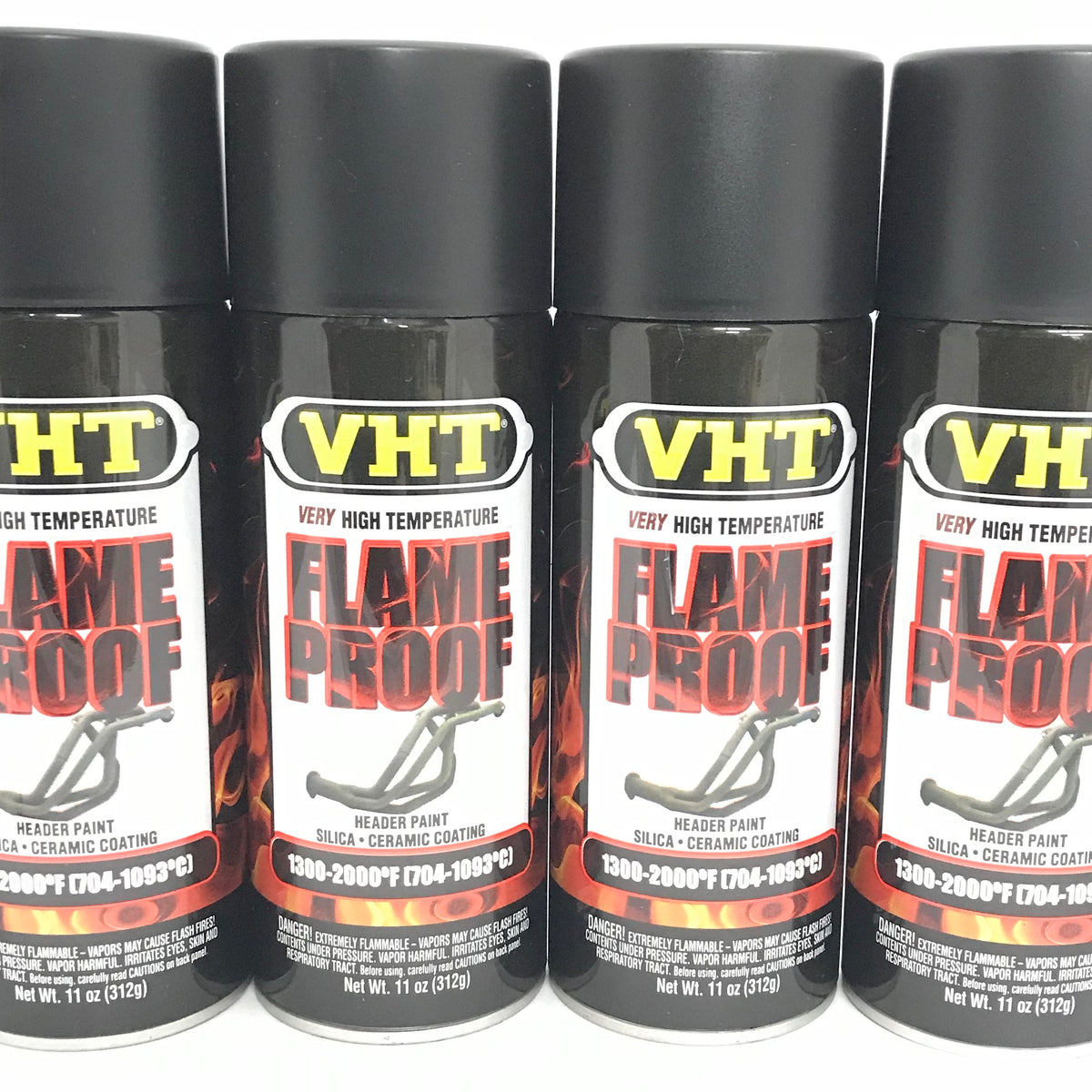 VHT SP102-4 PACK FLAT BLACK High Temperature Flame Proof Header Paint ...