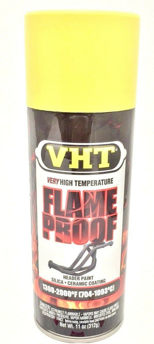VHT SP108 High Temperature Flame Proof FLAT YELLOW Header Spray Paint ...