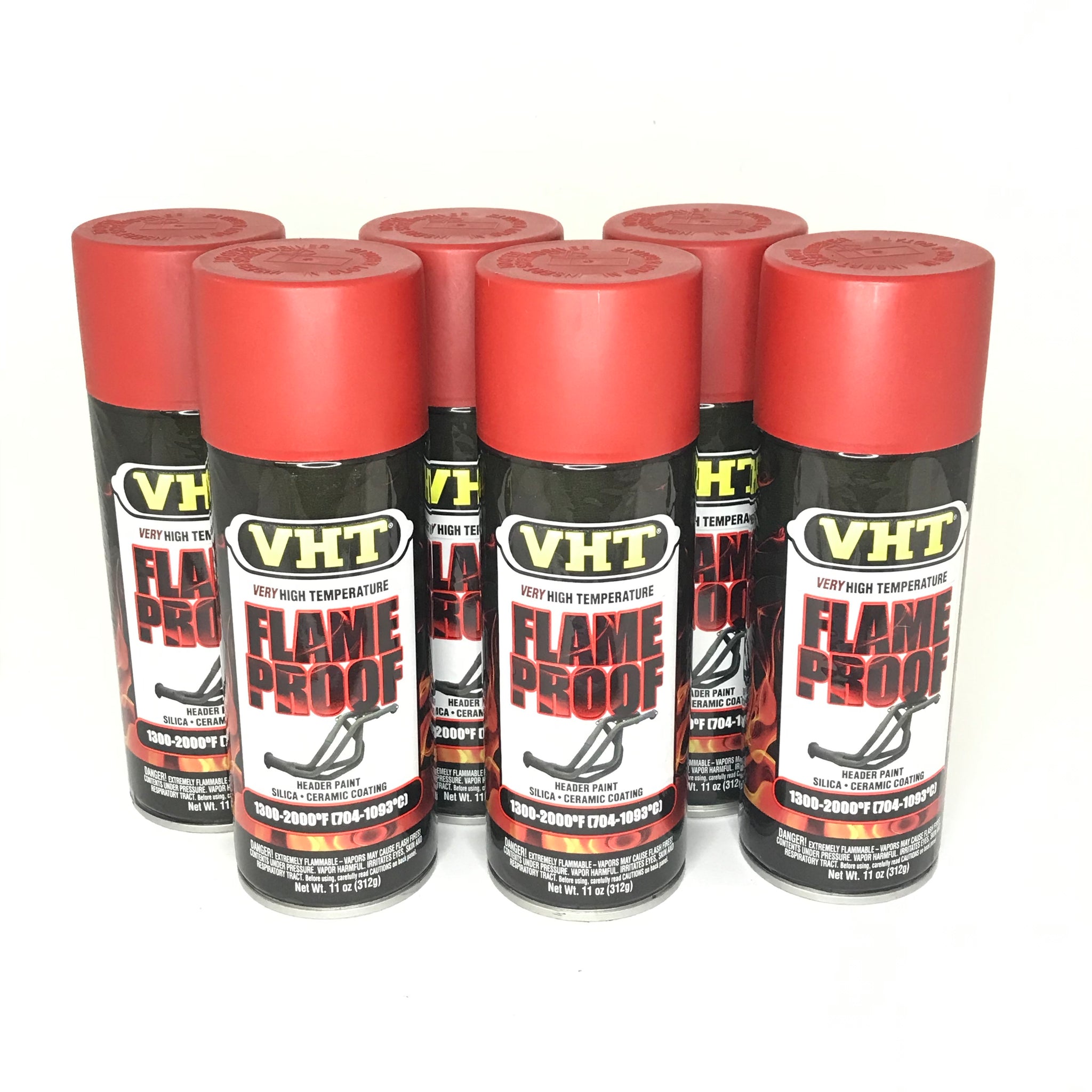VHT SP109-6 PACK High Temperature Flame Proof FLAT RED Header Spray Pa ...